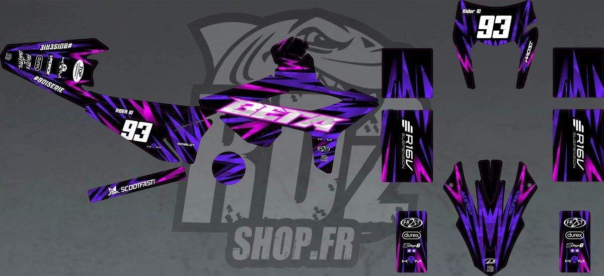 Kit Déco Perso 50 à boites BETA TRACK RR 2006 à 2025 Influence rose