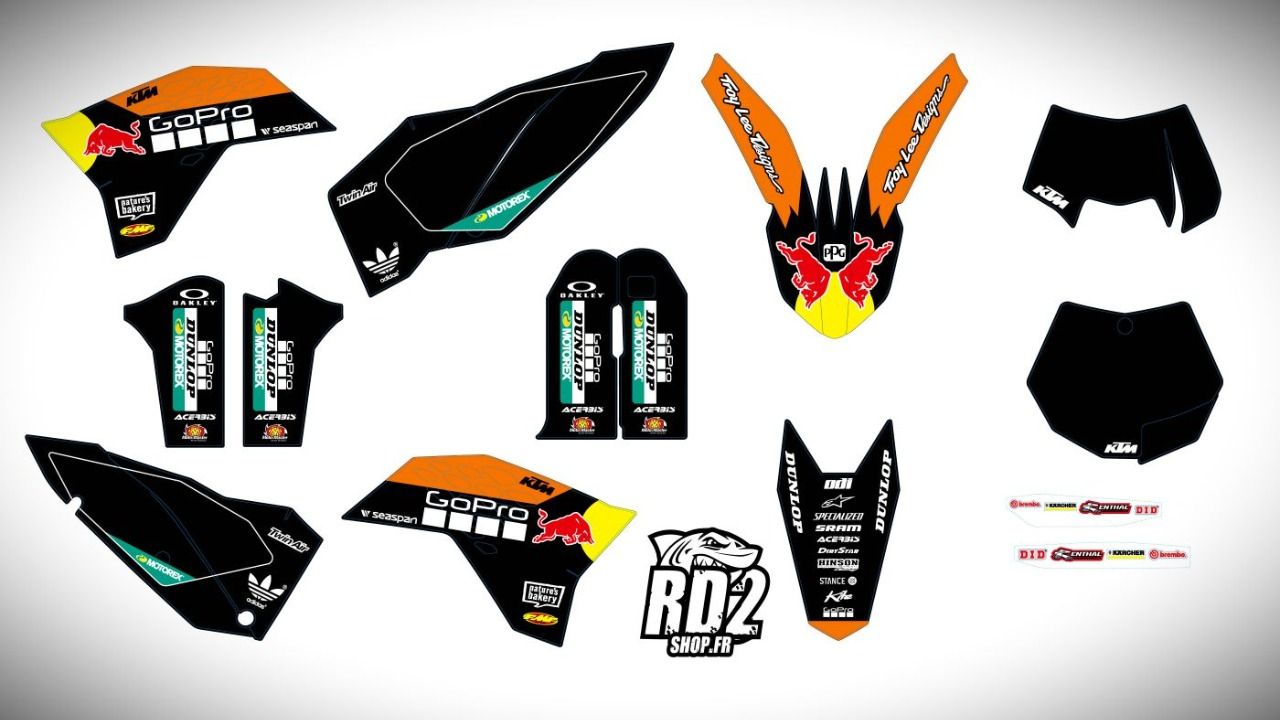 Kit déco complet GOPRO KTM / EXC / SX / SXF ( 2007 à 2011 ) REDBULL