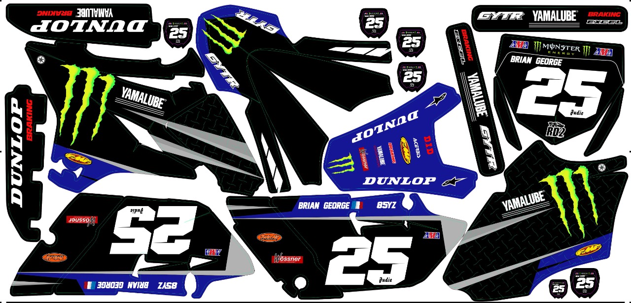 Kit déco Semi-perso YAMAHA YZ 65 / YZ 85 ( 2003 à 2026 ) RD2Shop - MONSTER