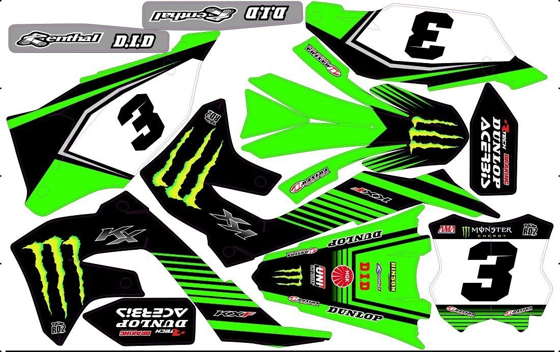 Kit déco TOMAC Kawasaki KXF 450 ( 2009 à 2026 ) RD2SHOP.FR